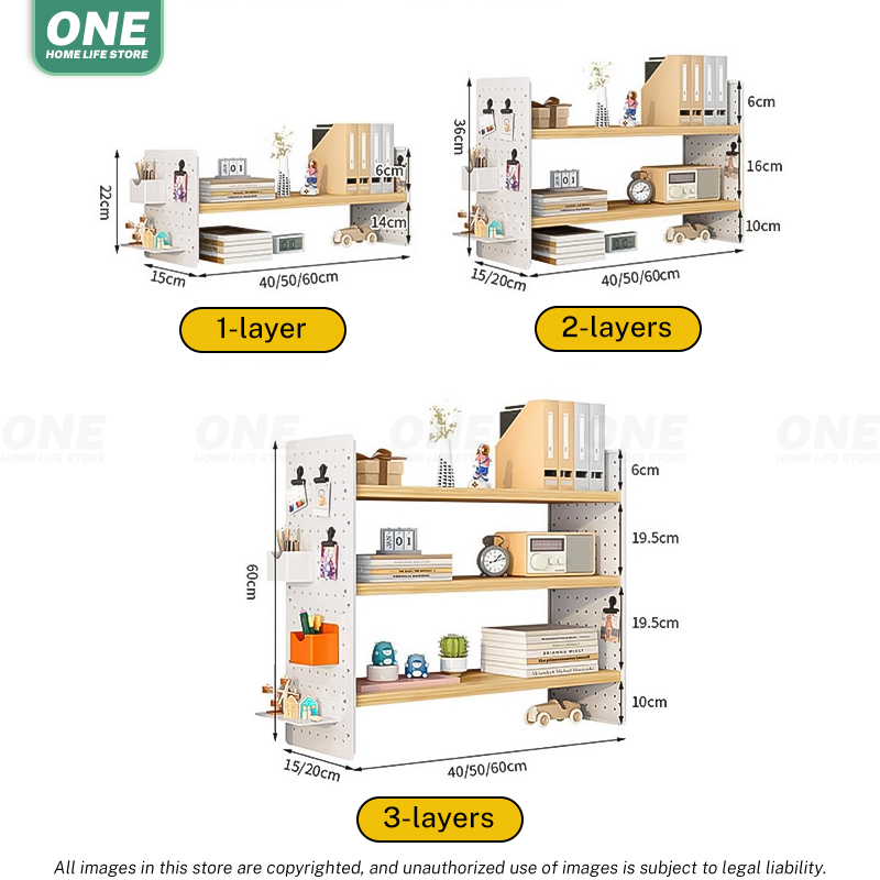 Pegboard Desktop Shelf Study Desk Iron Storage Organizing Shelf Computer Desk Multi-Layer Hole ...