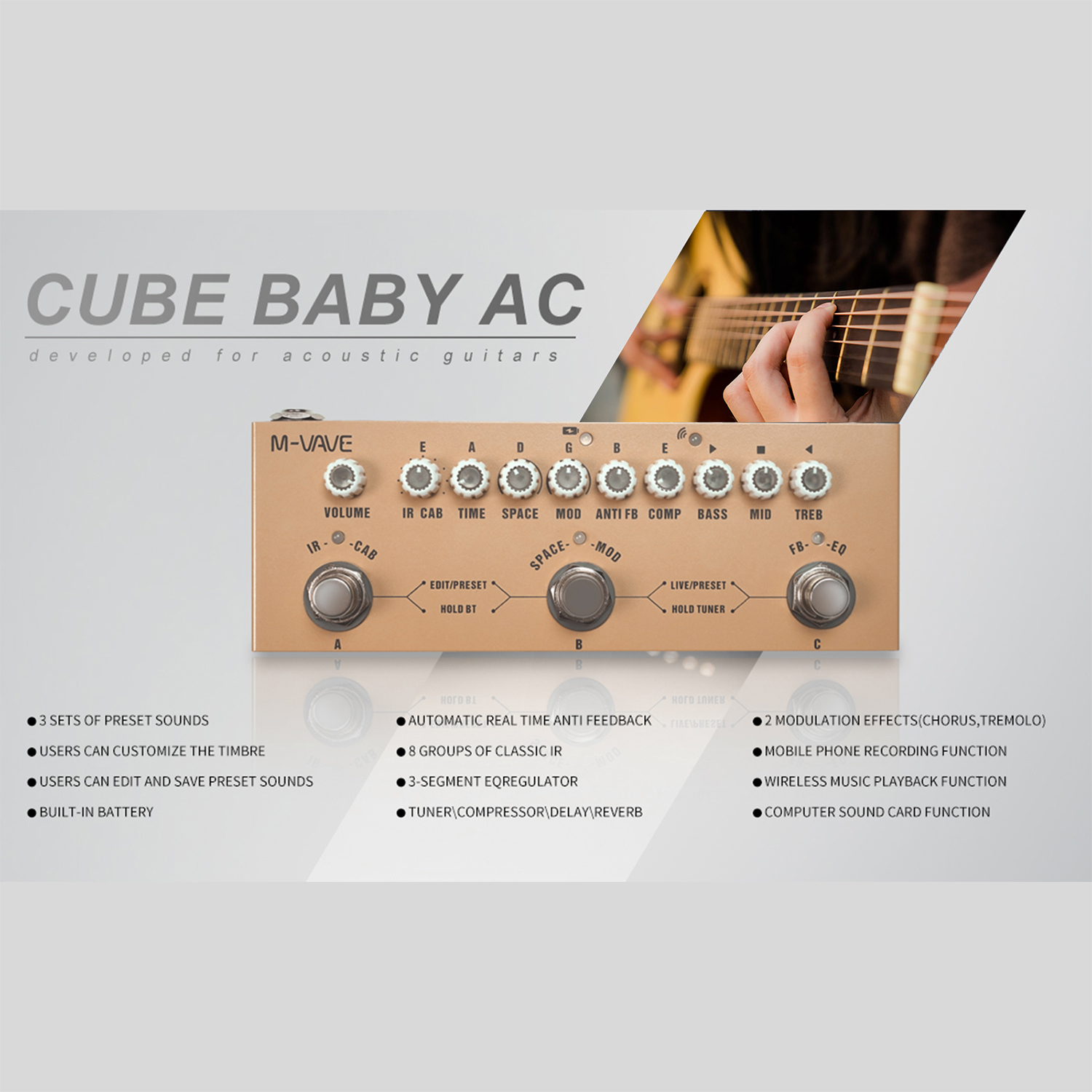 [LOCAL MUSIC] M-VAVE CUBE BABY Effect Pedal Portable Multifunctional ...