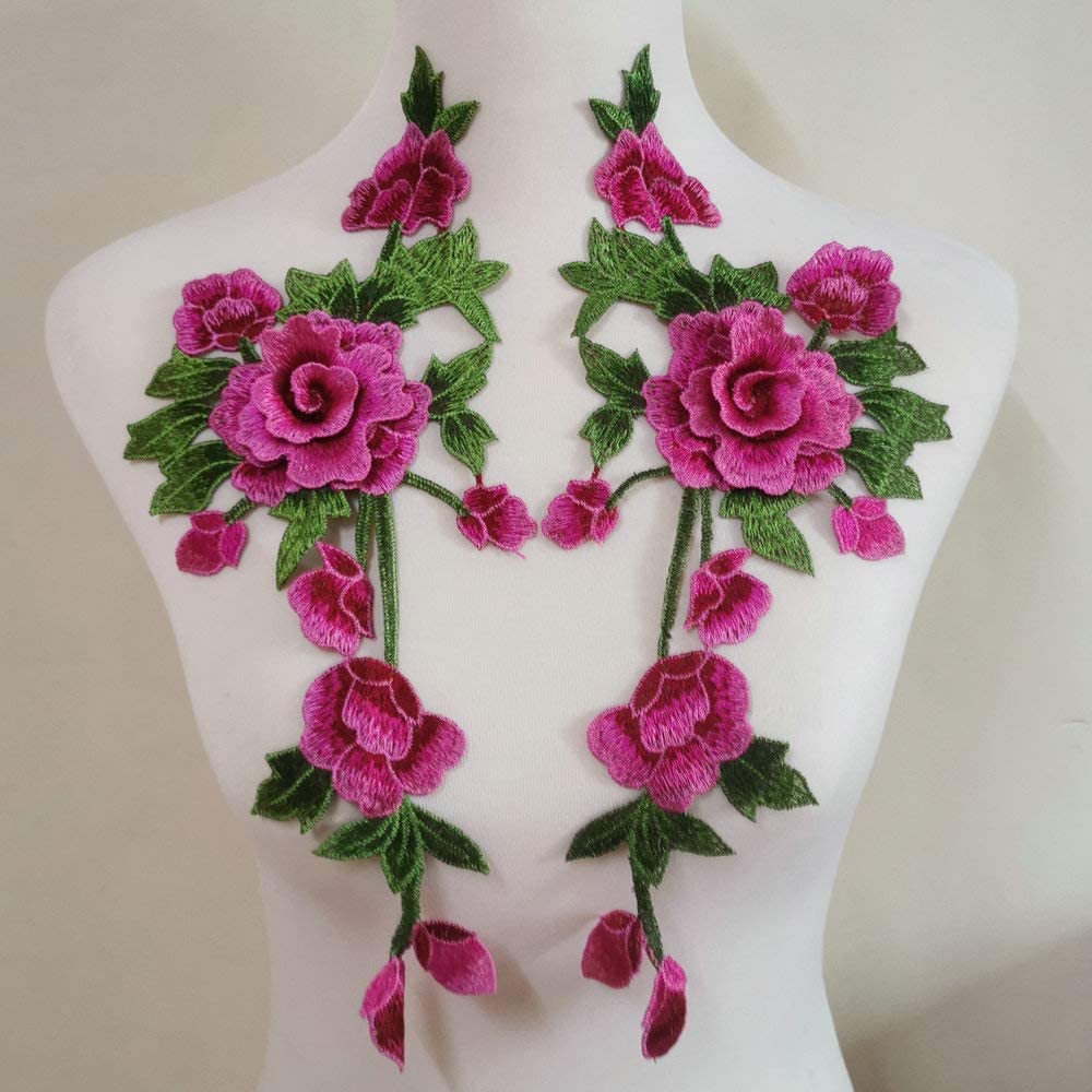 1 Pair Flower Embroidered Cloth Patch Repair For Women Cloth Decoration ...