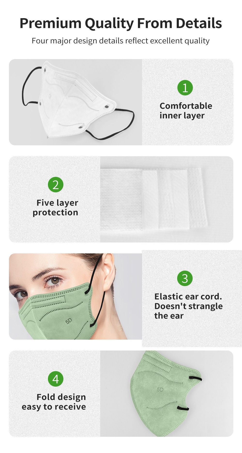 50pcs 5D Mask Adult Duckbill Disposable Face Mask 3D Mask Viral Face ...