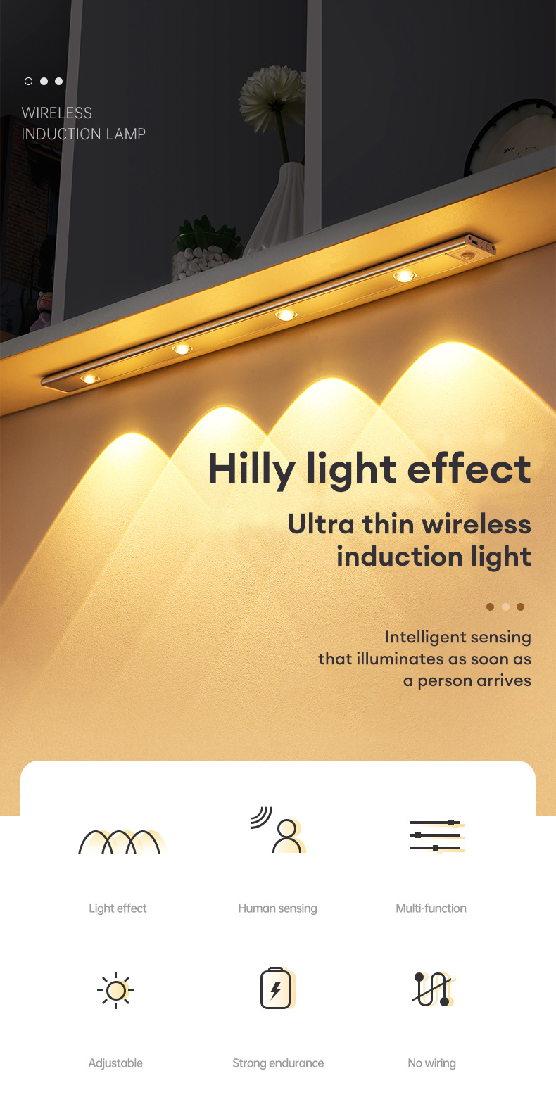Cat Eye Light Strip 3 Color Dimmable LED Desk Lamp Motion Sensor Light ...