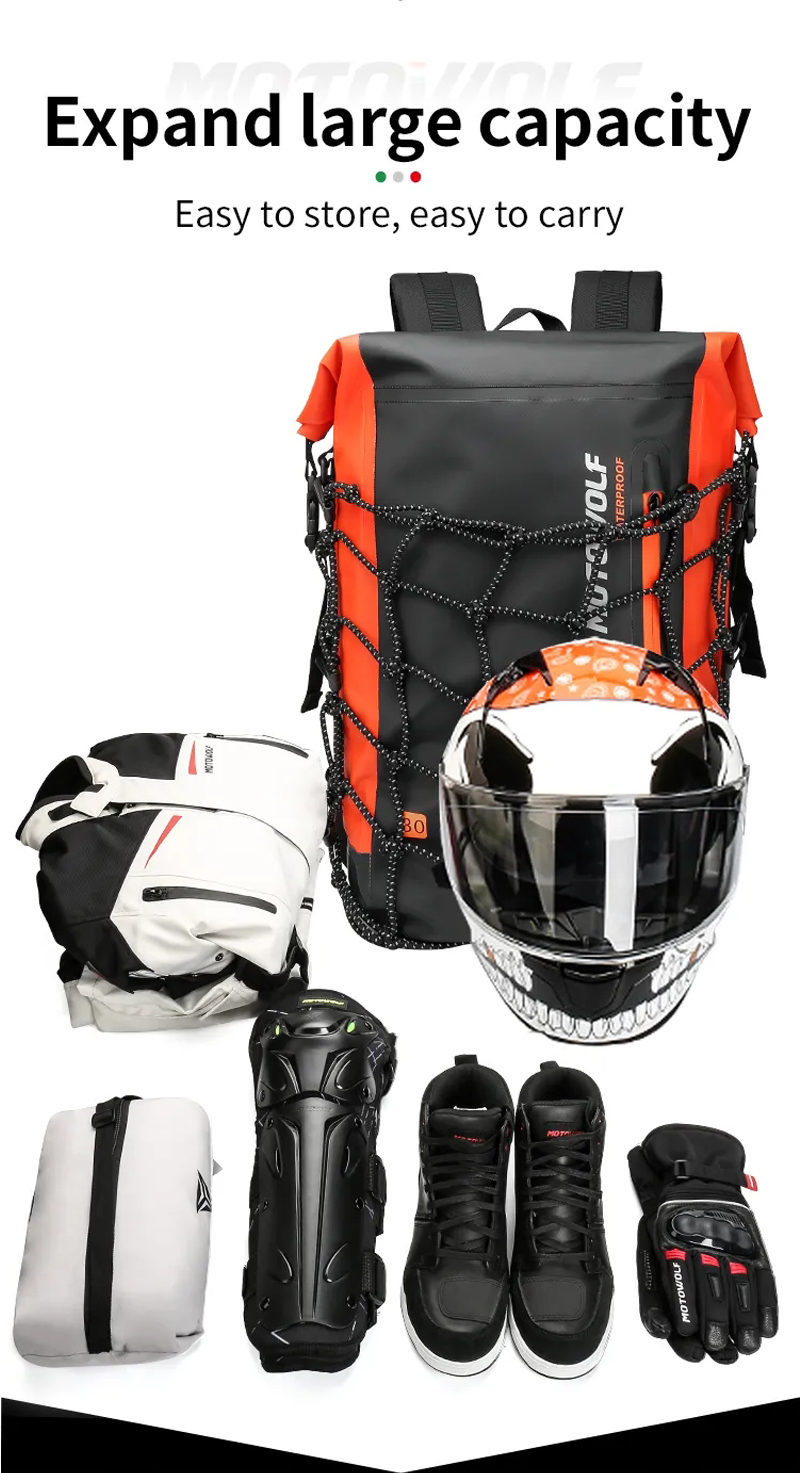 MOTOWOLF Motorcycle Backpack Waterproof Bag Men Women Full Face Helmet ...