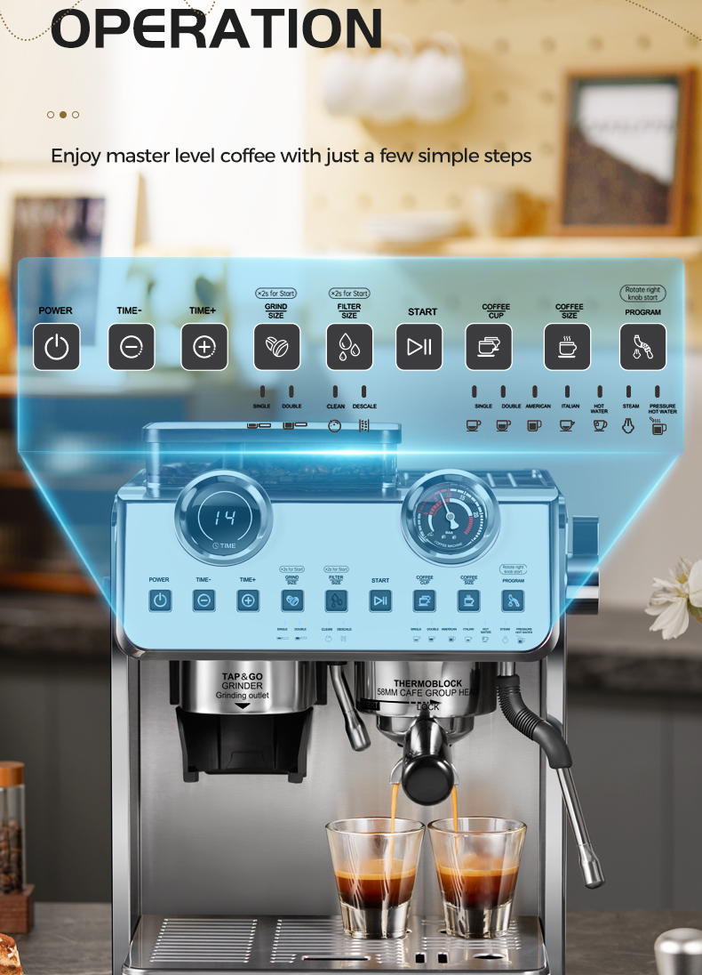 Cafelffe Barista Express Espresso Machine with Grinder, Bean to Cup ...