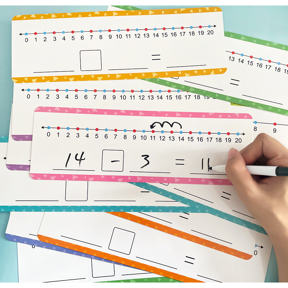 16 Pcs Math 0-20 Addition & Subtraction Dry Erase Number Line Flash ...
