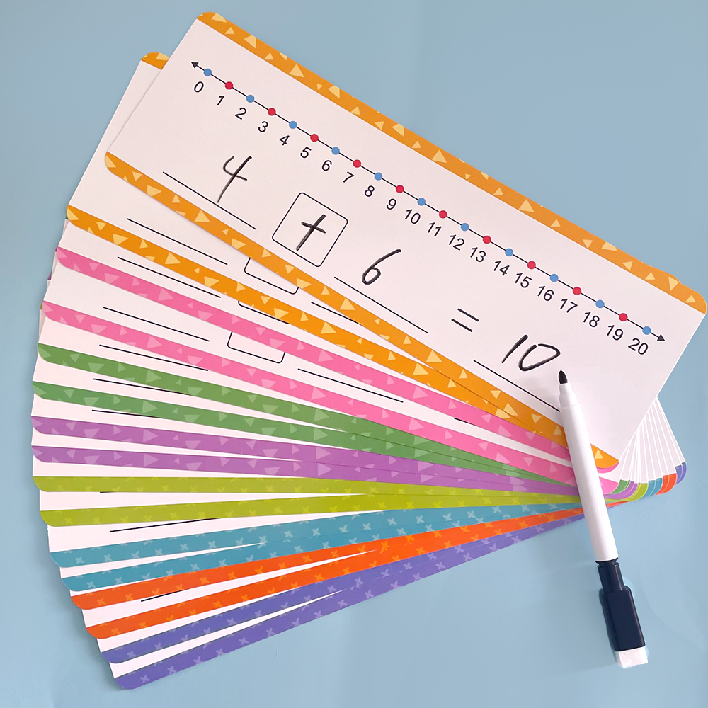 16 Pcs Math 0-20 Addition & Subtraction Dry Erase Number Line Flash ...