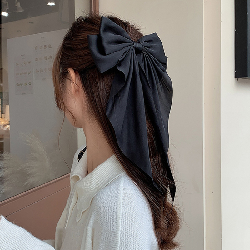 Korean Girl Long Bow Hairpin Elegant Large Ribbon Hair Clip Fashion ...