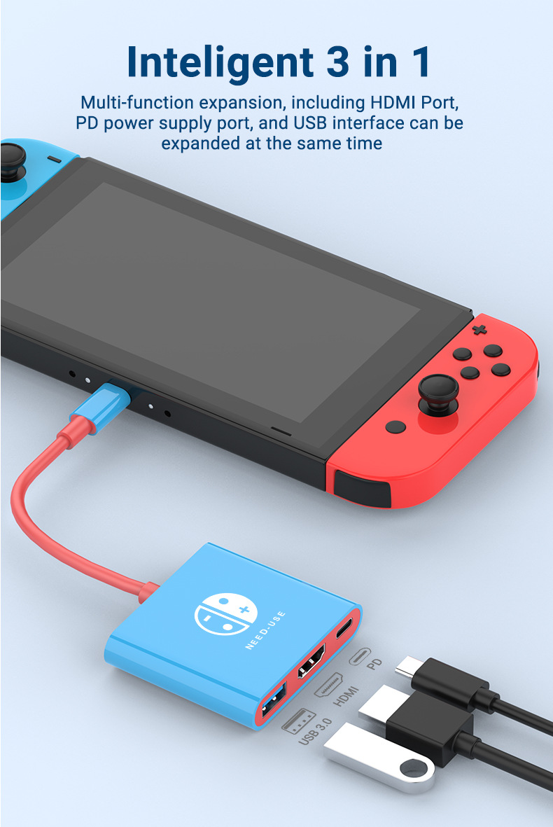 3in1 Type C to HDMI Adapter USB C Hub Type C Docking Station Nintendo ...