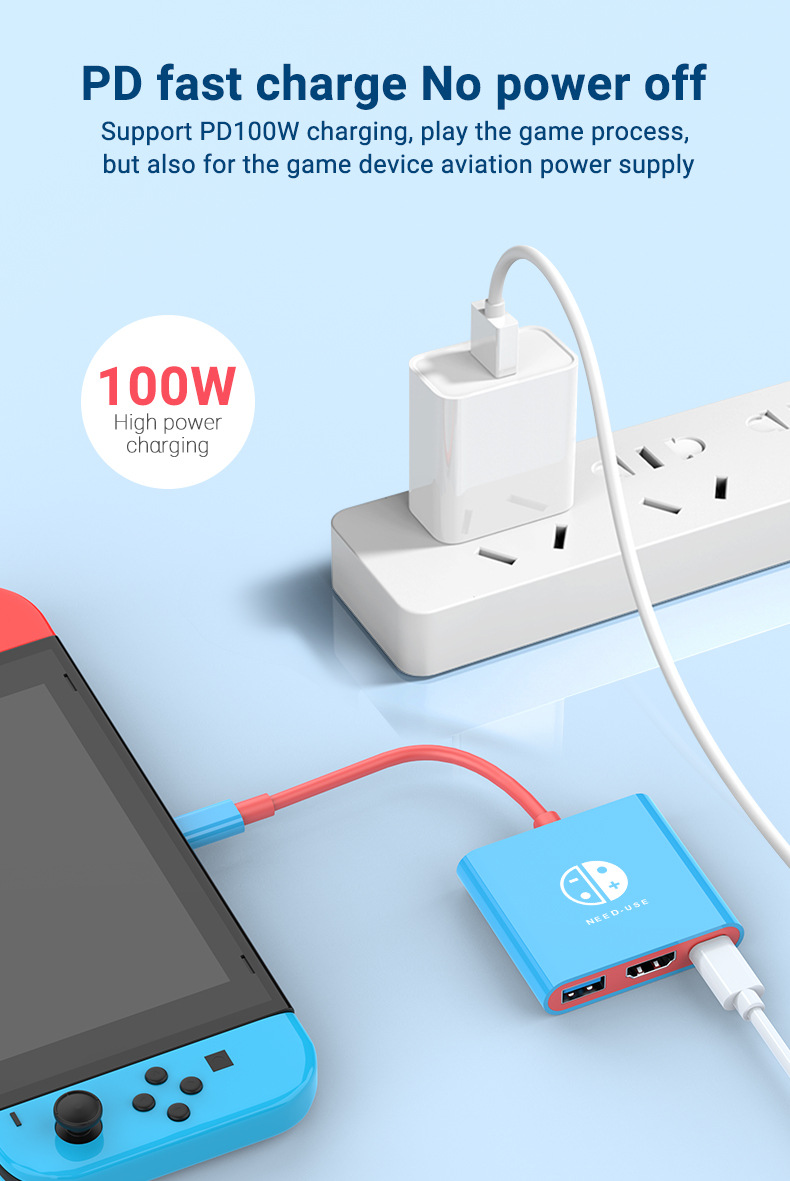 3in1 Type C to HDMI Adapter USB C Hub Type C Docking Station Nintendo ...