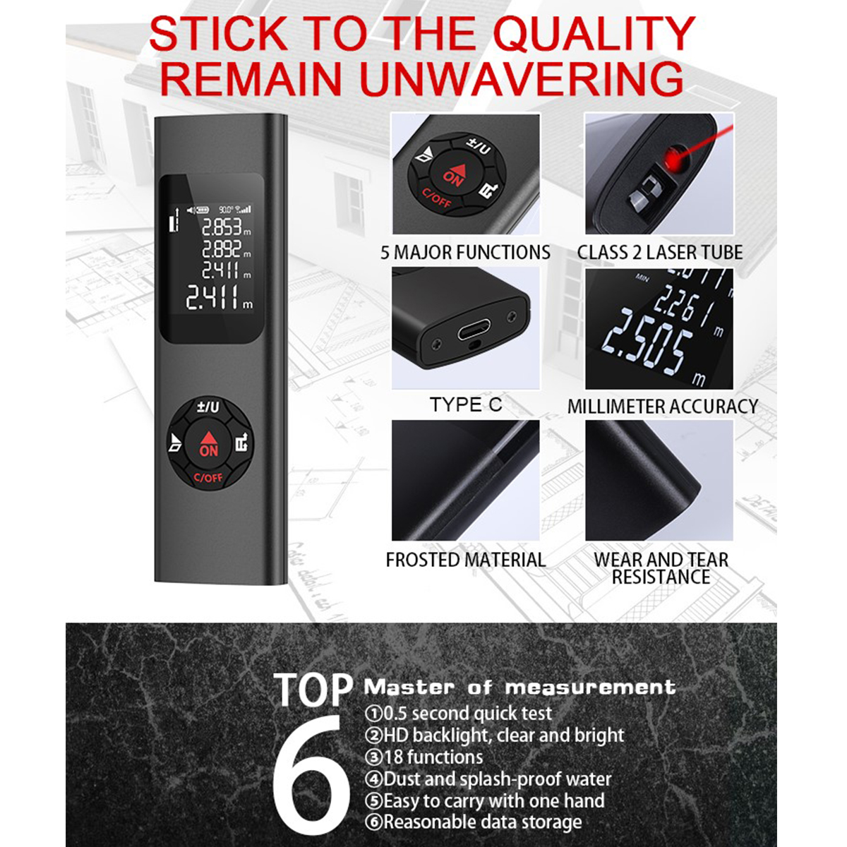 IN Stock💯Laser Range Finder Measurement Digital High Precision 40 ...