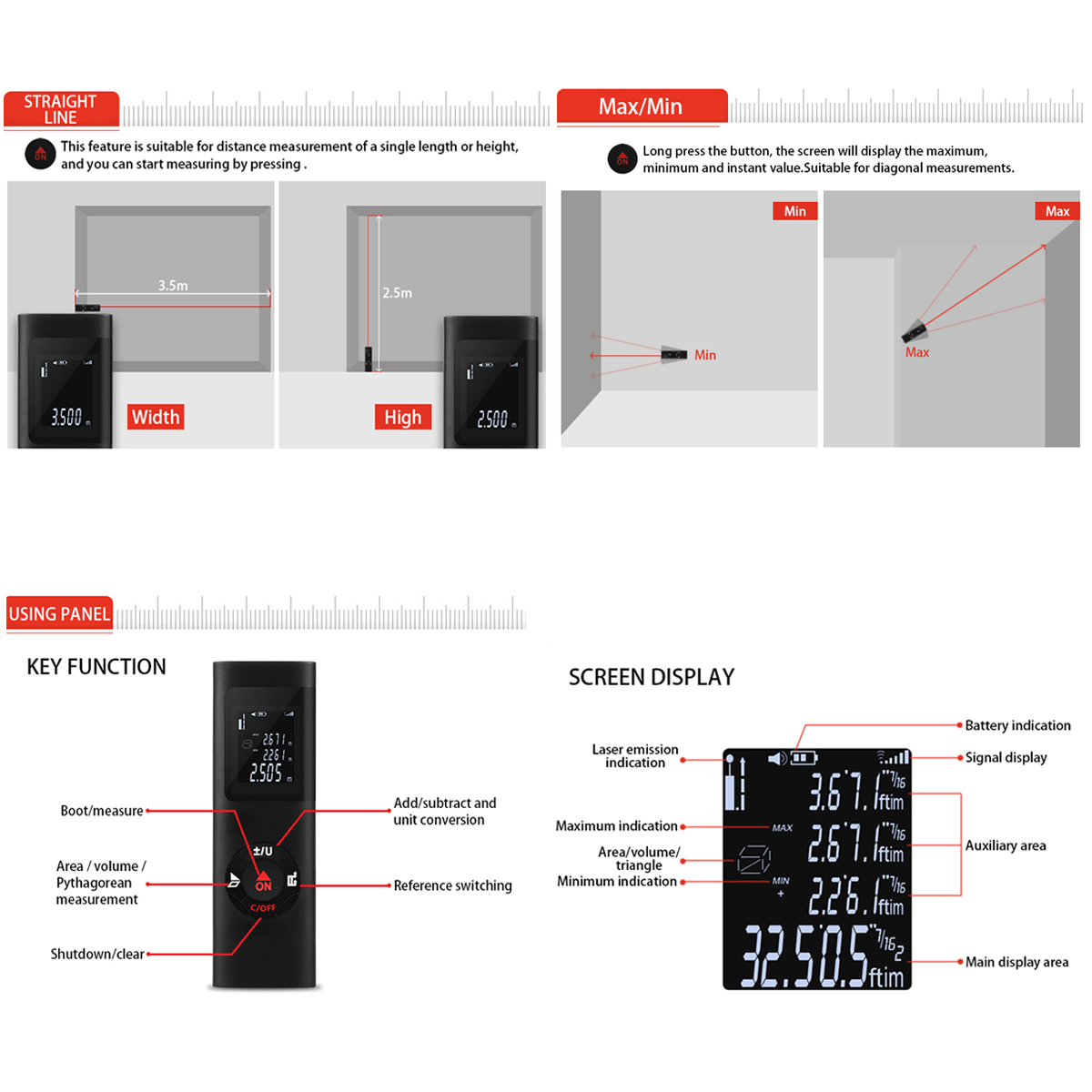 IN Stock💯Laser Range Finder Measurement Digital High Precision 40 ...