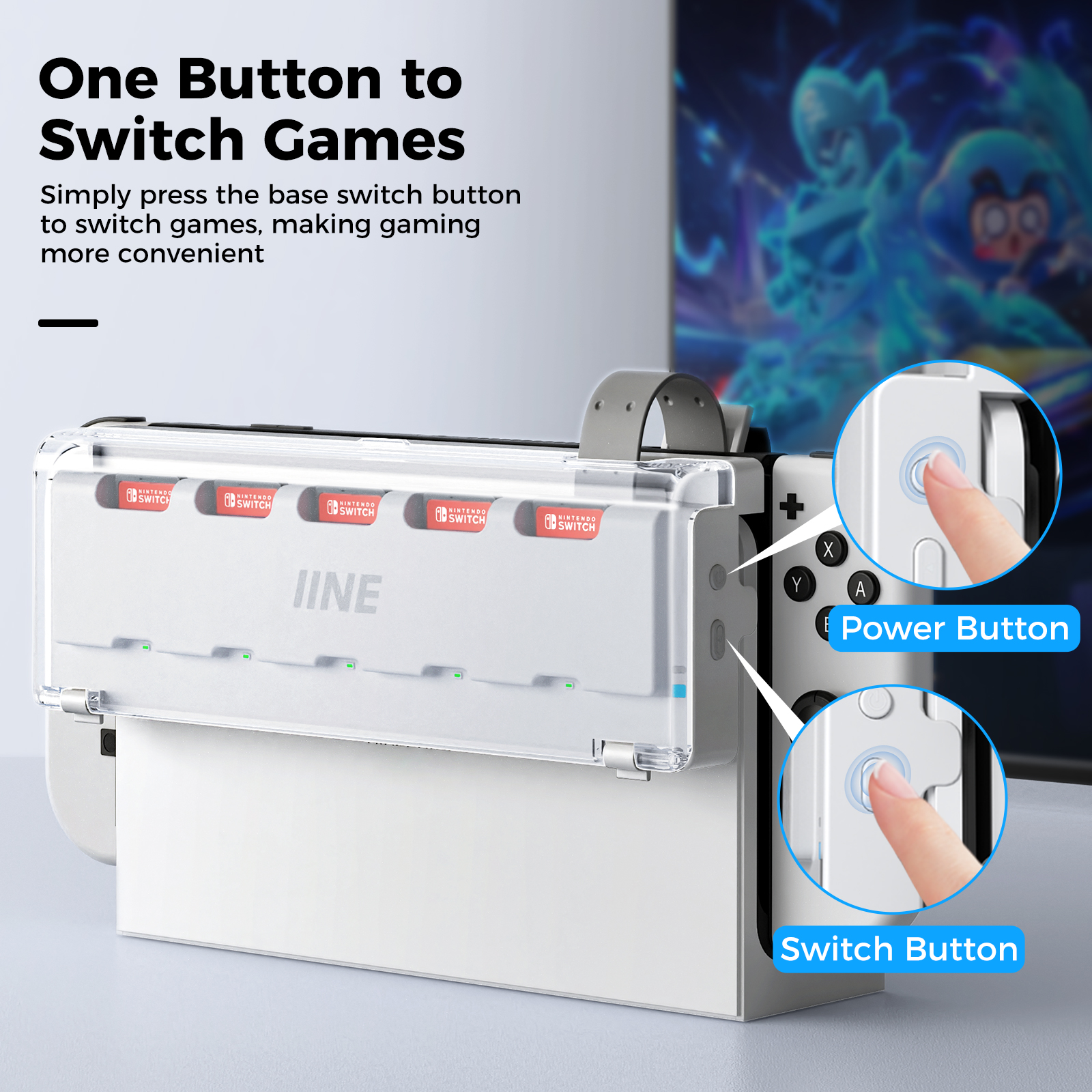 IINE Switch HUB Card Reader, 5-in-1 Game Cards Switcher for Nintendo ...