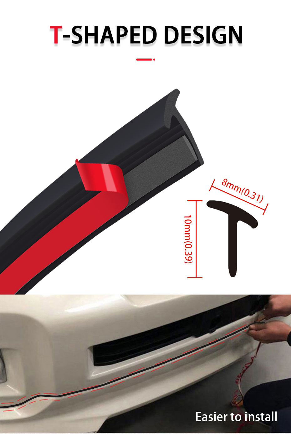 10M Car Rubber Seal Strip Sticker Auto Body Kit Rubber Door Edge Gap ...