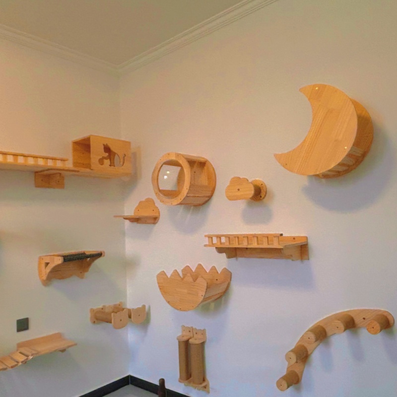 Wall-Mounted Cat Climbing Frame Cat Wall Cat Nest Cat Tree All Solid ...