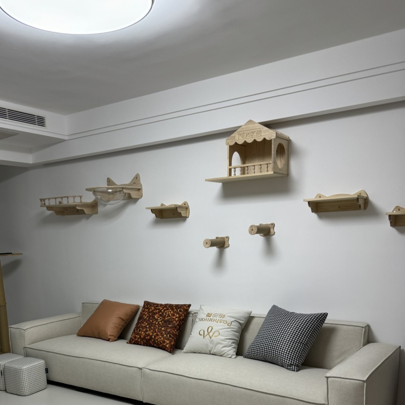Wall-Mounted Cat Climbing Frame Cat Wall Cat Nest Cat Tree All Solid ...