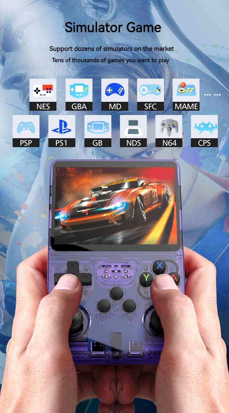 R36S Retro Handheld Video Game Console 3.5 Inch IPS Screen 64GB Games ...
