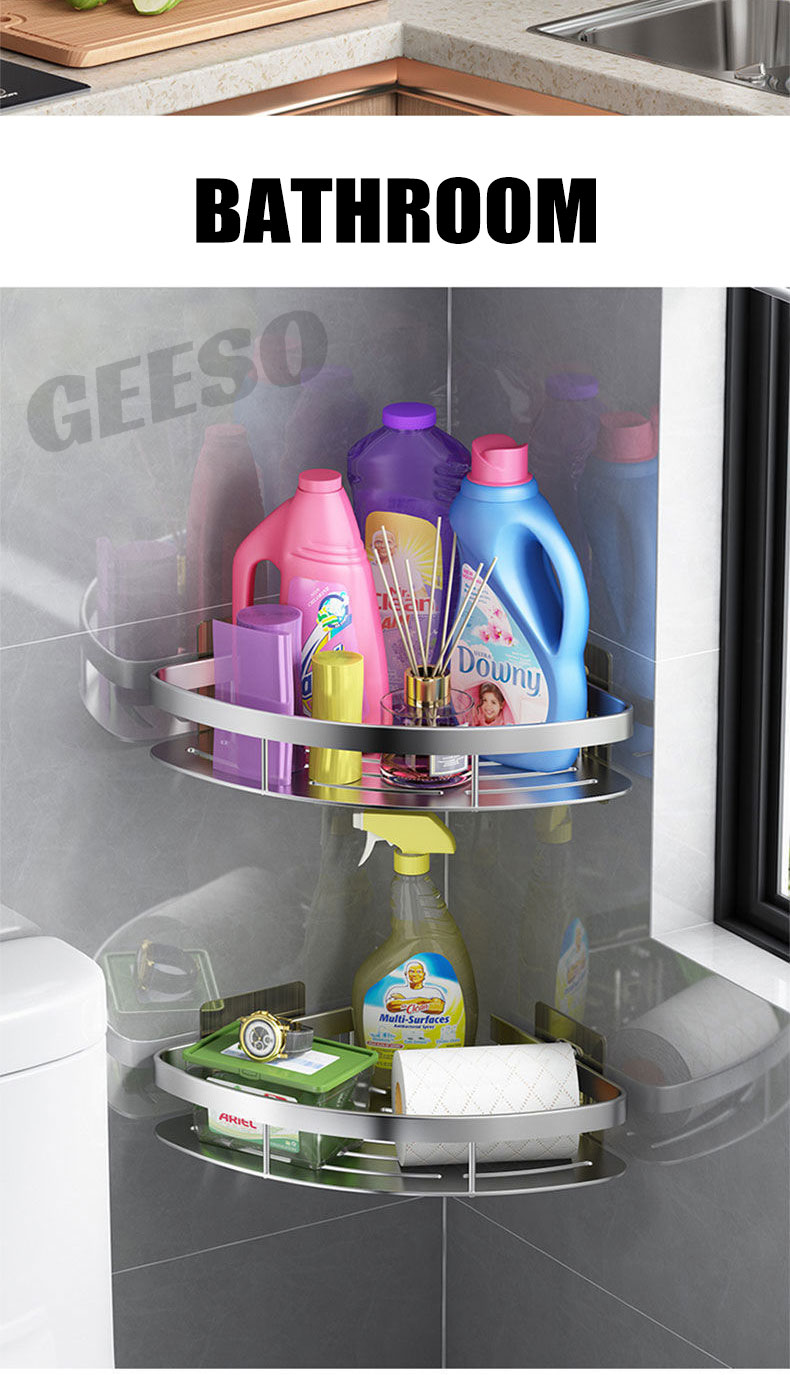 GEESO Bathroom Rack Bathroom Shelf Corner Shelf Bathroom Storage Toilet ...