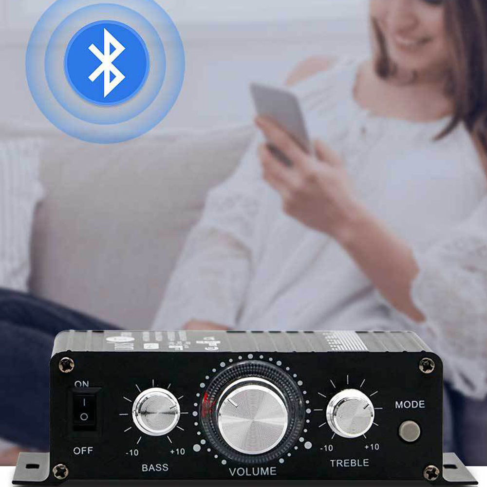 Bluetooth Audio Amplifier 2.0 Channel Output HIFI Mini Amp High Bass ...