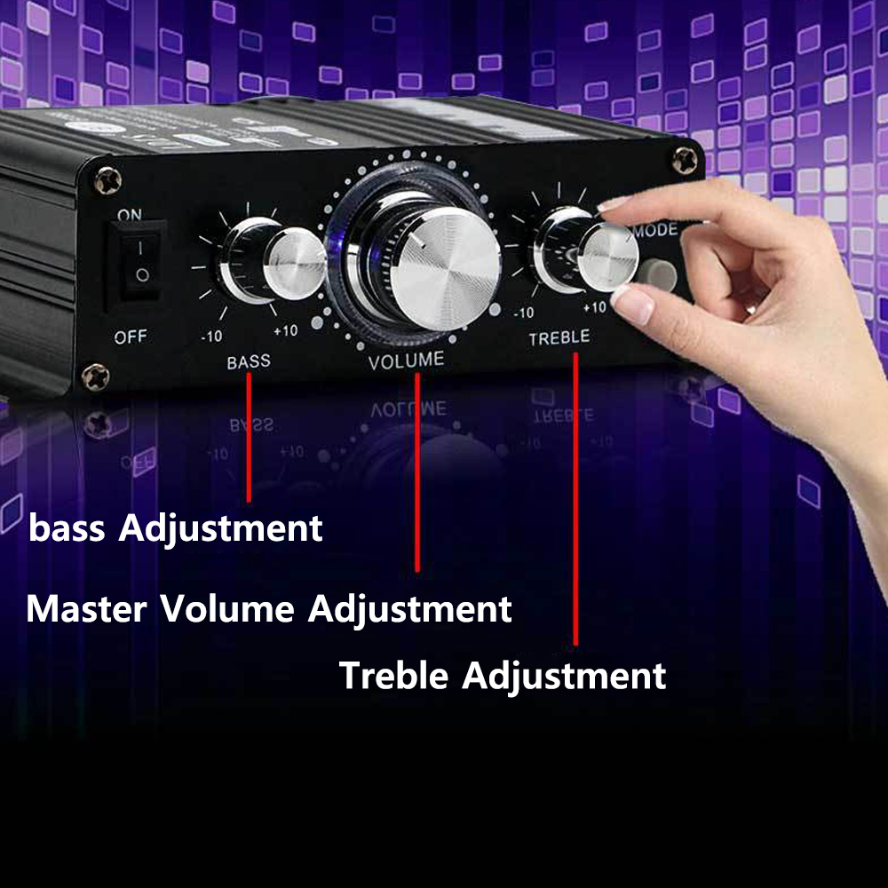 Bluetooth Audio Amplifier 2.0 Channel Output HIFI Mini Amp High Bass ...