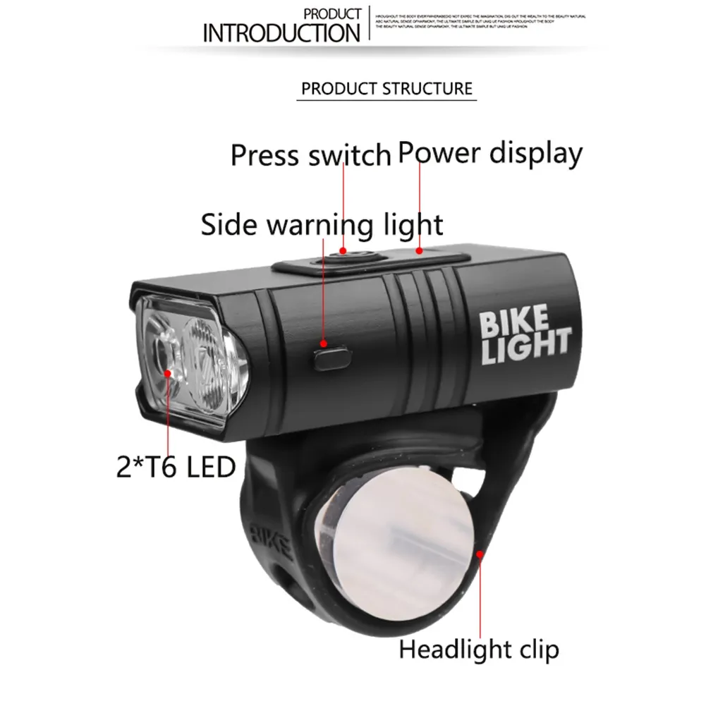 T6 LED Bicycle Light 10W 1200LM 6 Modes USB Rechargeable MTB Bike Front ...