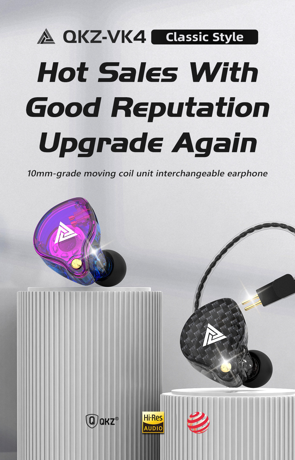 QKZ VK4 HiFi Ear Earbuds Stereo Bass in-Ear Earphone Noise Cancelling ...