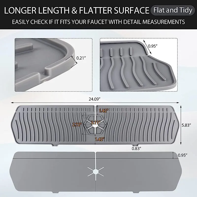 Kitchen Sink Splash Guard Sink Splash Guard Silicone Faucet Mat, Handle ...