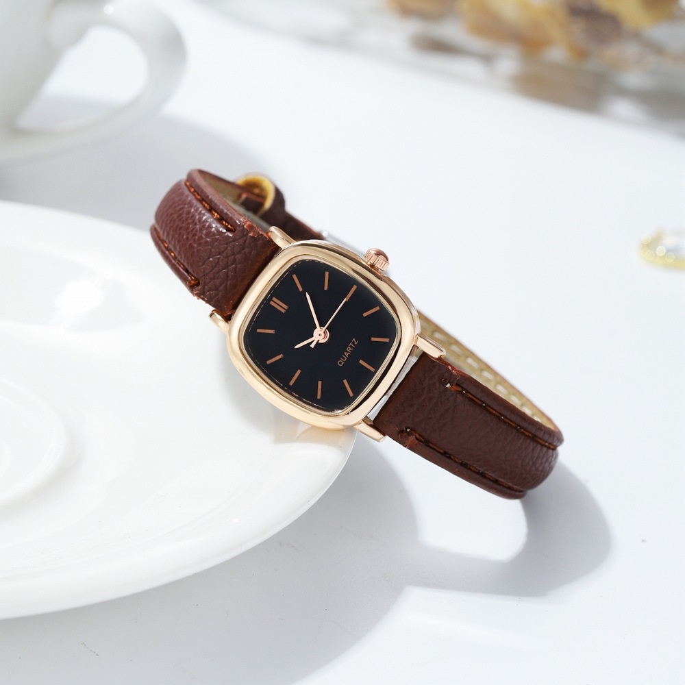 Square Face Women's Watch Small Dial Quartz Timepiece with Leather Band ...