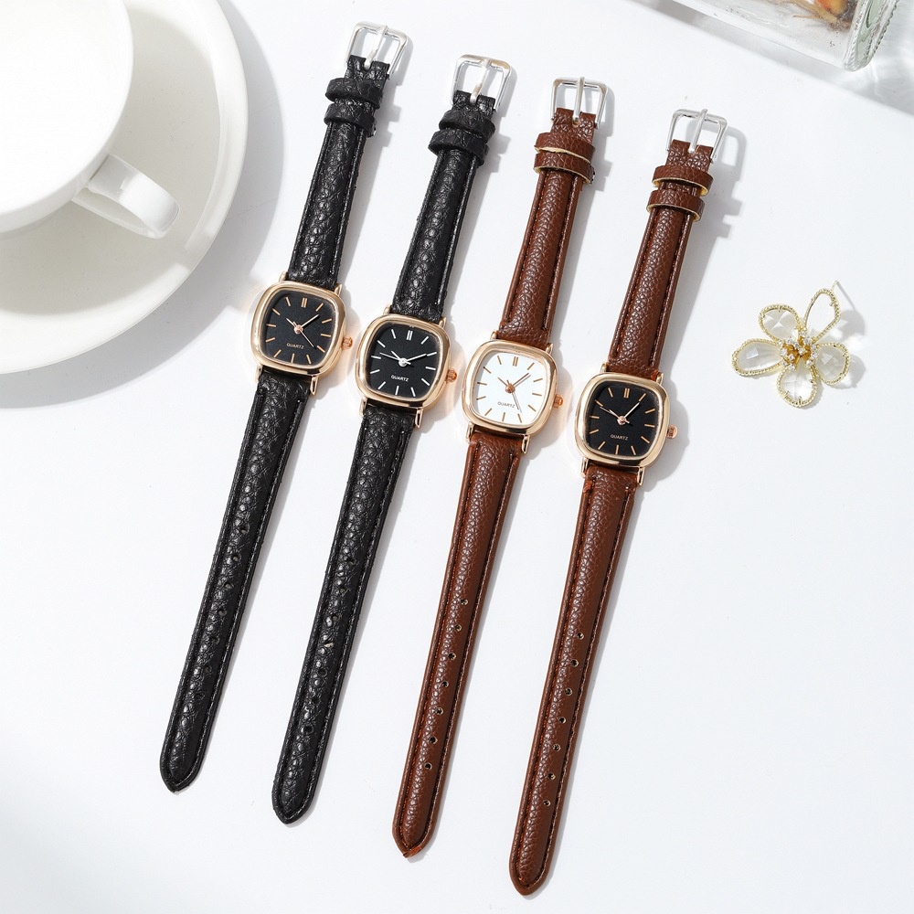 Square Face Women's Watch Small Dial Quartz Timepiece with Leather Band ...