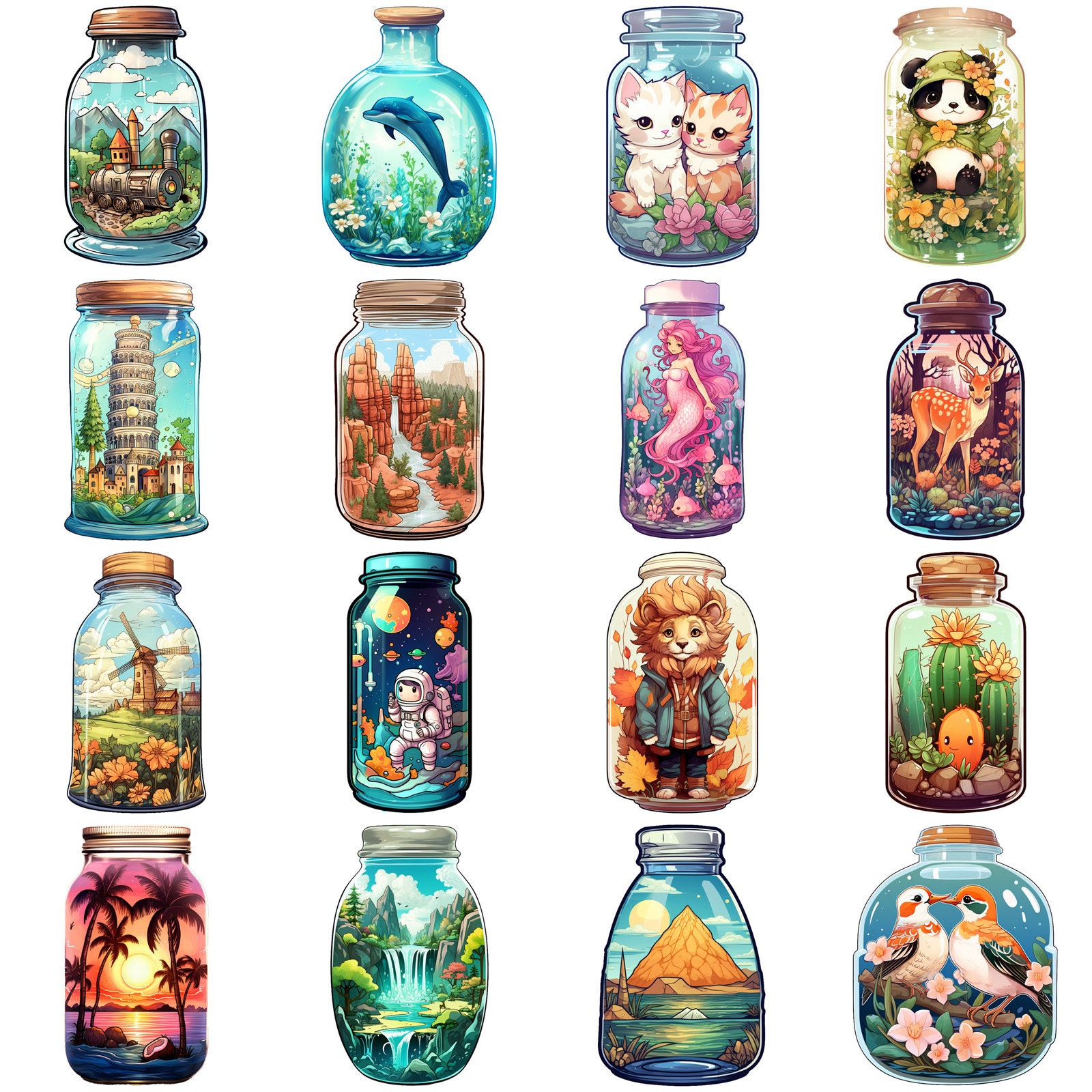 55 pcs Unique Bottle Pattern Stickers, Creative Assorted Funny Stickers ...