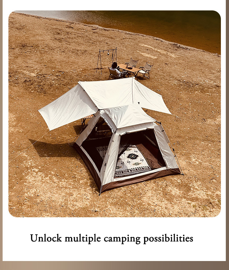 Outdoor Flysheet Tent Auto Khemah Camping Hiking Tents with Tarp UV ...