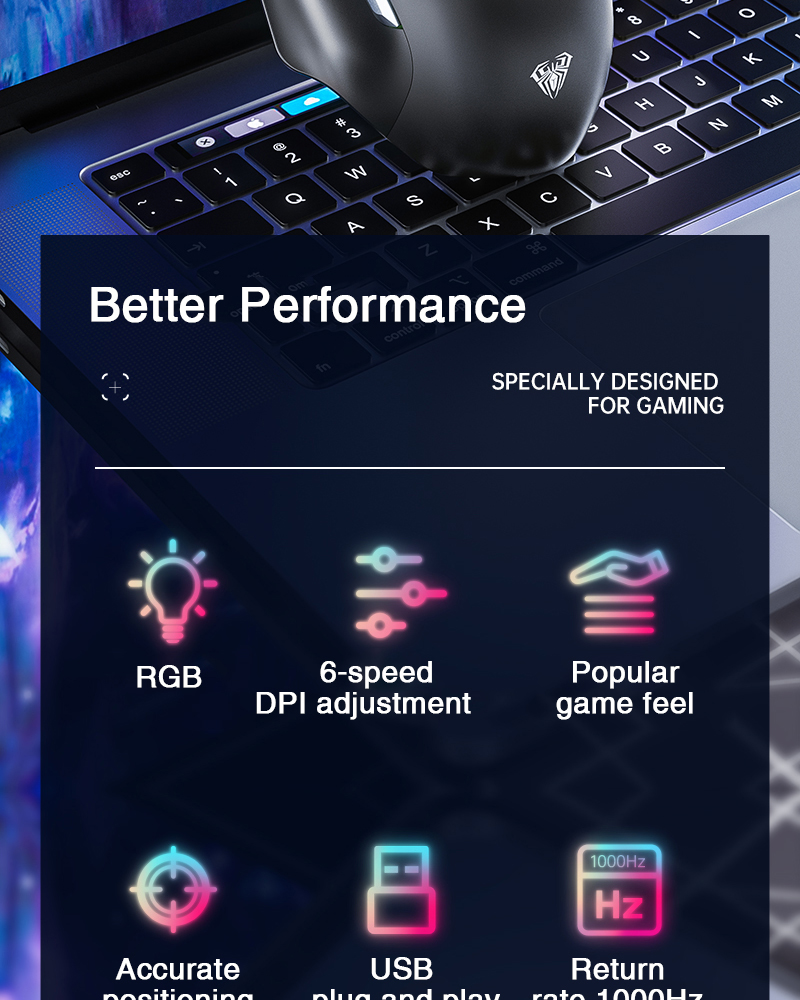 AULA S12Pro Wired Esports Game Mouse RGB Backlight Effect Customized ...