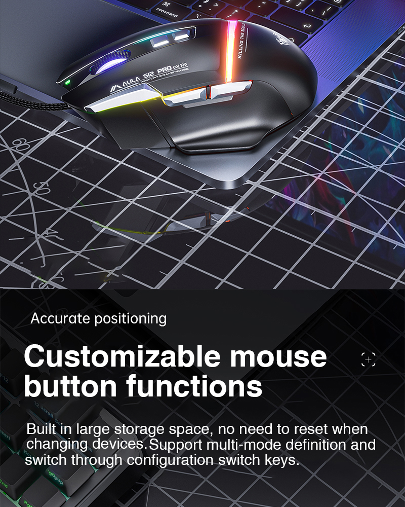 AULA S12Pro Wired Esports Game Mouse RGB Backlight Effect Customized ...