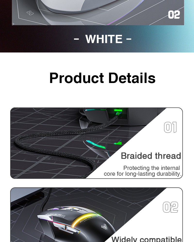 AULA S12Pro Wired Esports Game Mouse RGB Backlight Effect Customized ...