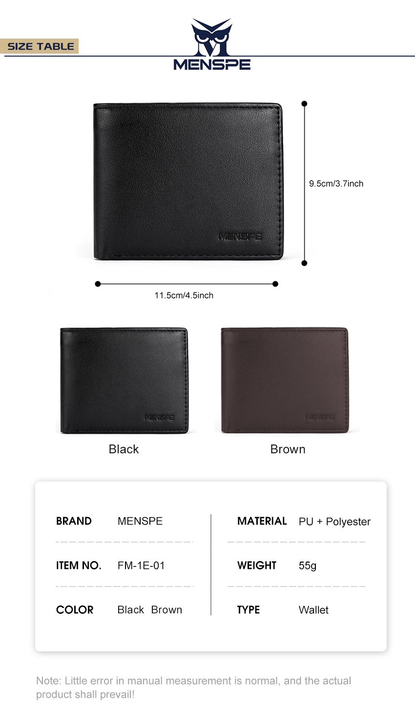 MENSPE Men Wallet Soft PU Wallet Business Man Wallets PU Leather Coin ...
