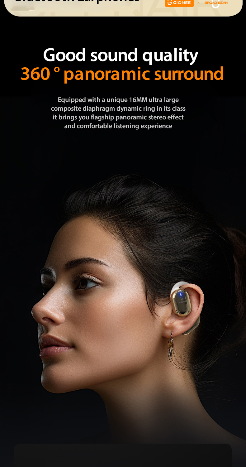 GIONEE JL001 Lenovo Bluetooth Earphone Open Ear Wireless Earphone Sports Headphone Noise ...