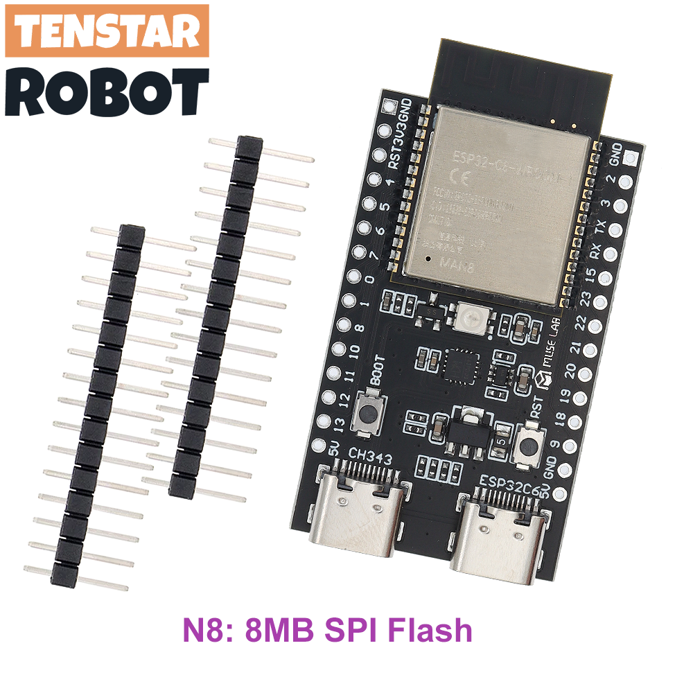 ESP32-C6 ESP32 WiFi+Bluetooth Internet Of Things Dual Type-C Development Board ESP 32 Core Board ...