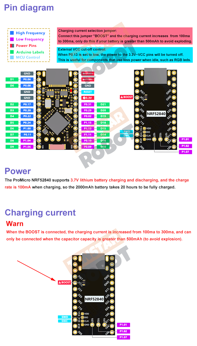 Nrf52840 Development Board Compatible With Nice Nano V2 0 Bluetooth Charging Management Pro