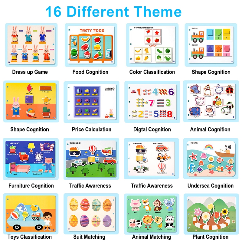 30 Pages Busy Book For Kids Educational Early Learning Sticker Book ...