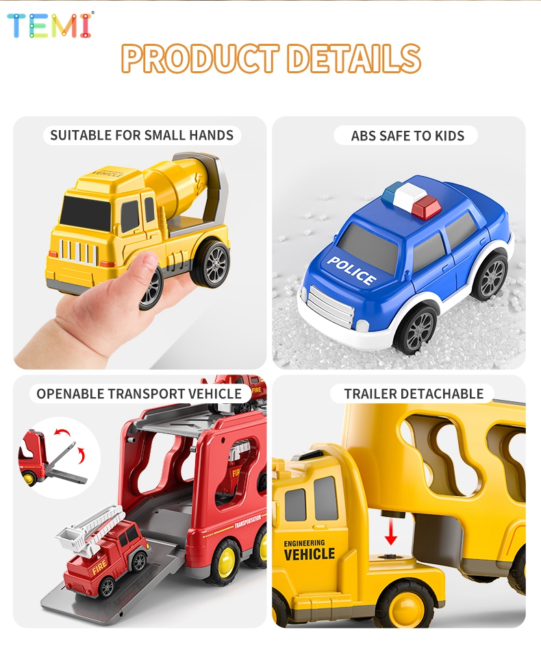 ⭐ Shipping from Malaysia ⭐TEMI 5 in 1 Diecast Carrier Truck Toys Cars ...