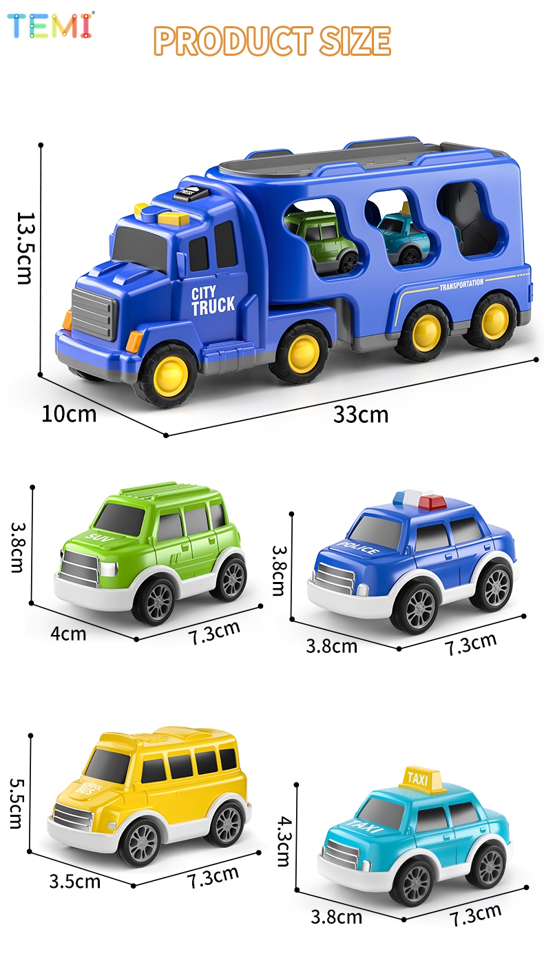 ⭐ Shipping from Malaysia ⭐TEMI 5 in 1 Diecast Carrier Truck Toys Cars ...