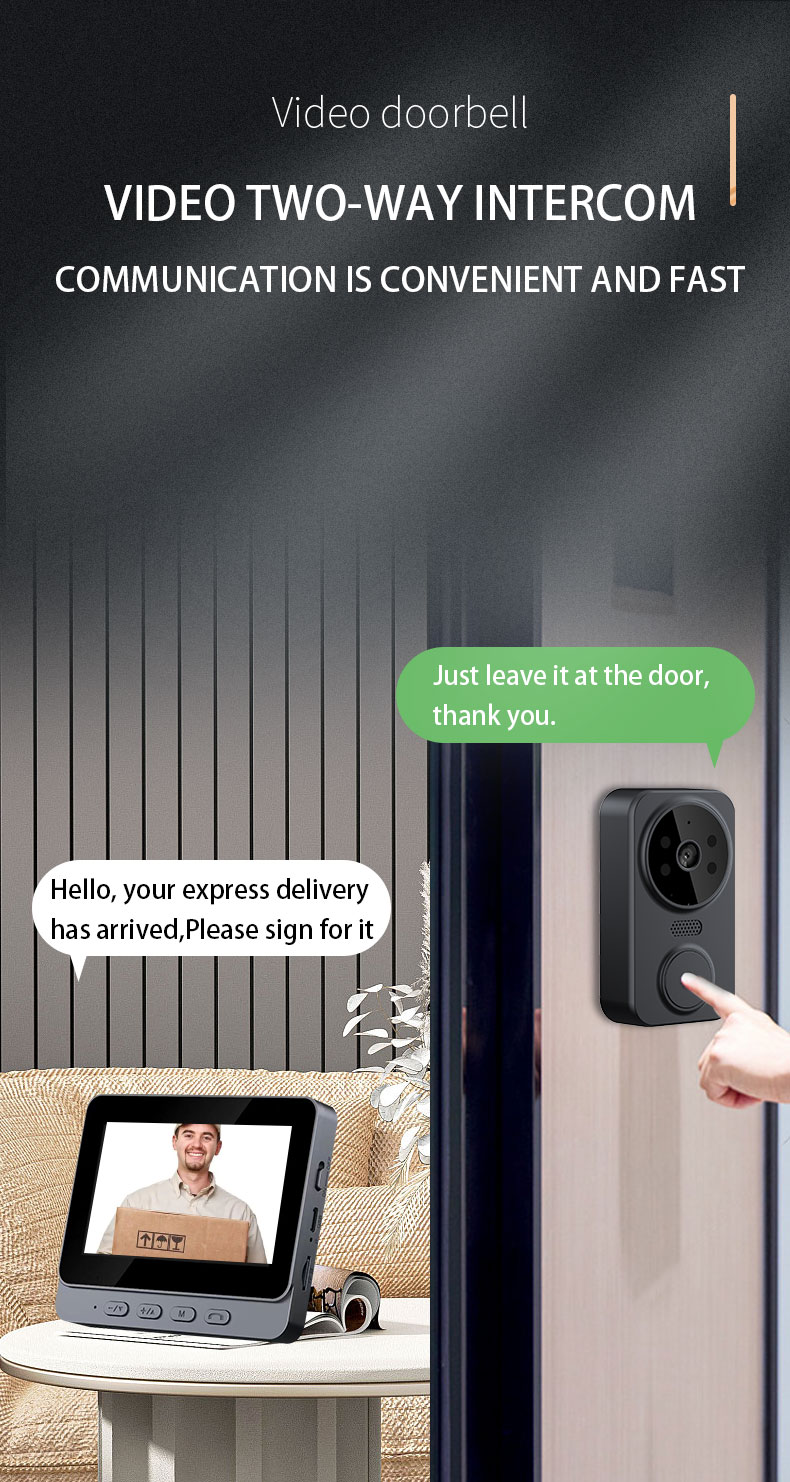 Wireless doorbell with camera and intercom Video Doorbell with screen ...