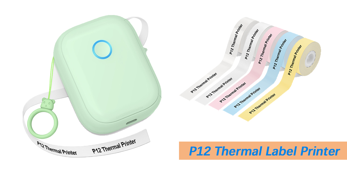 Inkless Thermal Printer P12 Portable Label Printer Bluetooth Wireless ...