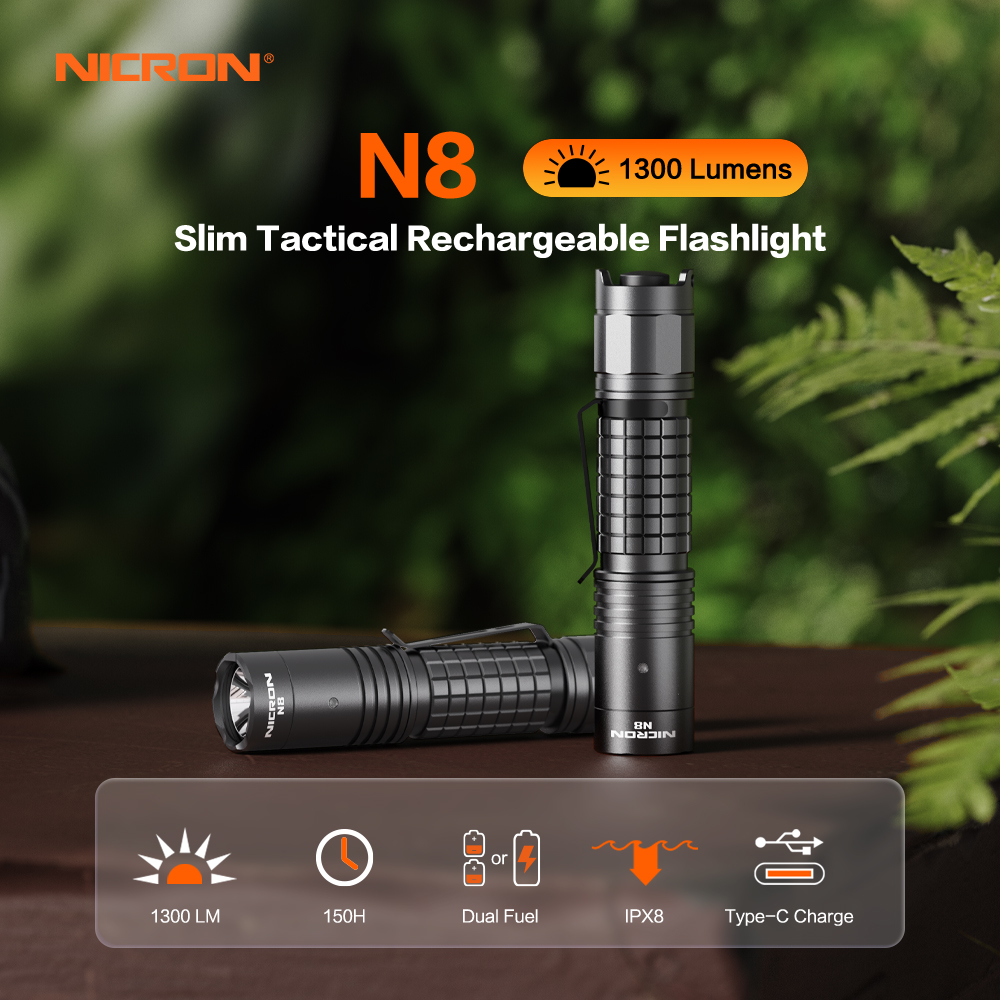 NICRON Flashlight N8 High Brightness 1300Lumen LED Type-C Flashlight ...