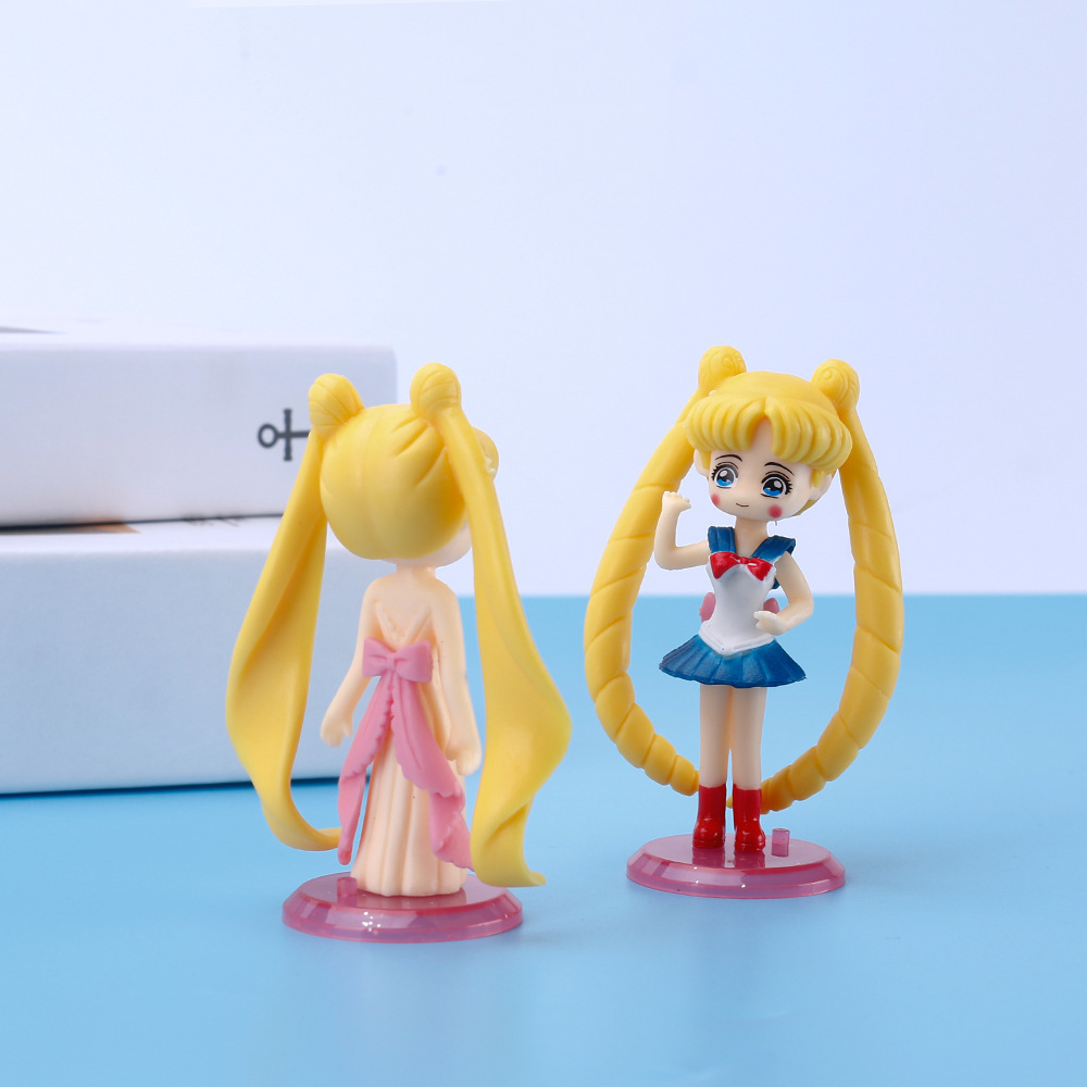 6Pcs/Set 7cm Anime Sailor Moon Figure Tsukino Usagi Chibi Usa Mizuno ...