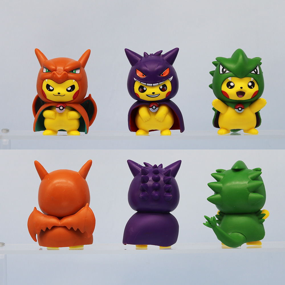 6Pcs/Set 8cm Anime Pokemon Figure Pikachu Gengar Blastoise Charizard ...