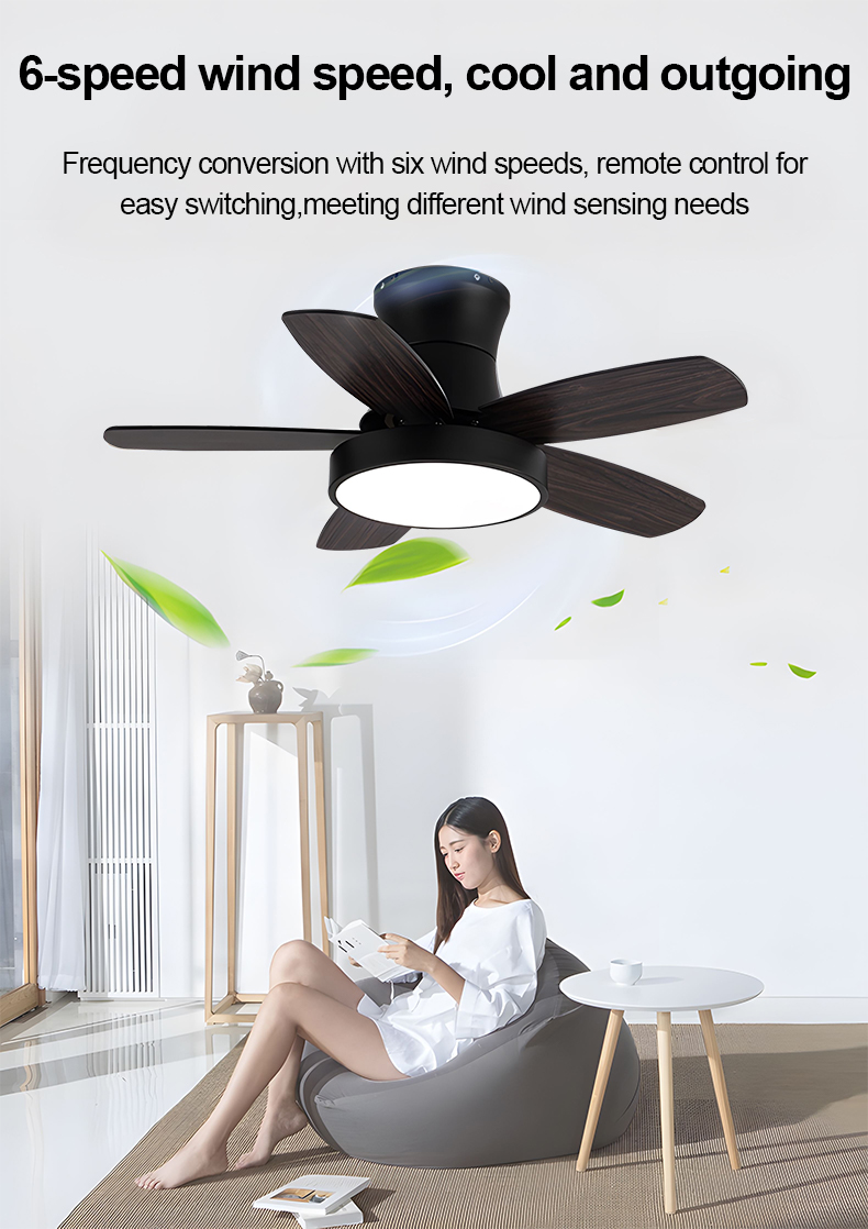 42/48 Inch Wooden Ceiling Fan With Light Strong Winds 6 Speeds Ceiling ...