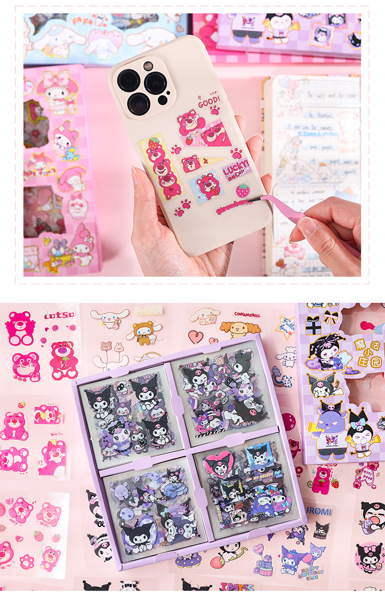 100 Pieces Boxed Notebook Stickers Cute Cartoon Students Girls Children ...