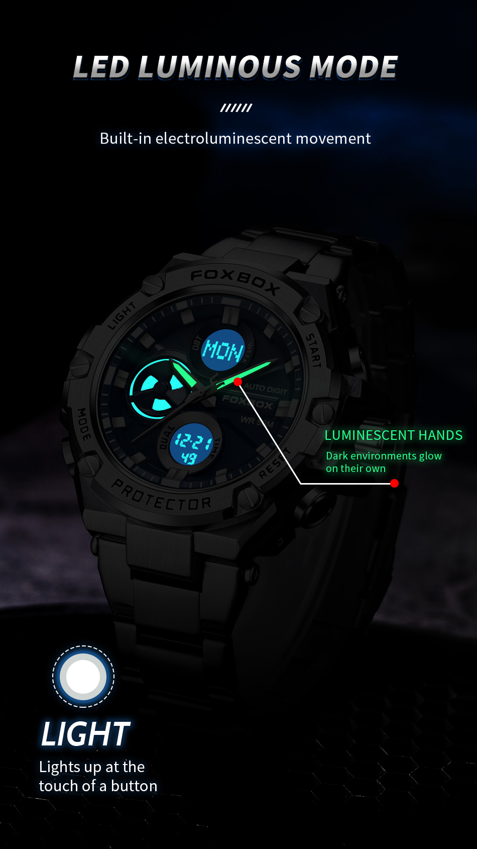 FOXBOX New LED Digital Sport Watches For Men Luxury Brand Quartz ...