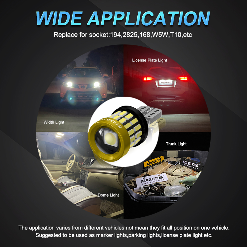 MAXGTRS 2x W5W T10 LED CANBUS No Error 5W5 12V 24V 8W 950Lm Super ...