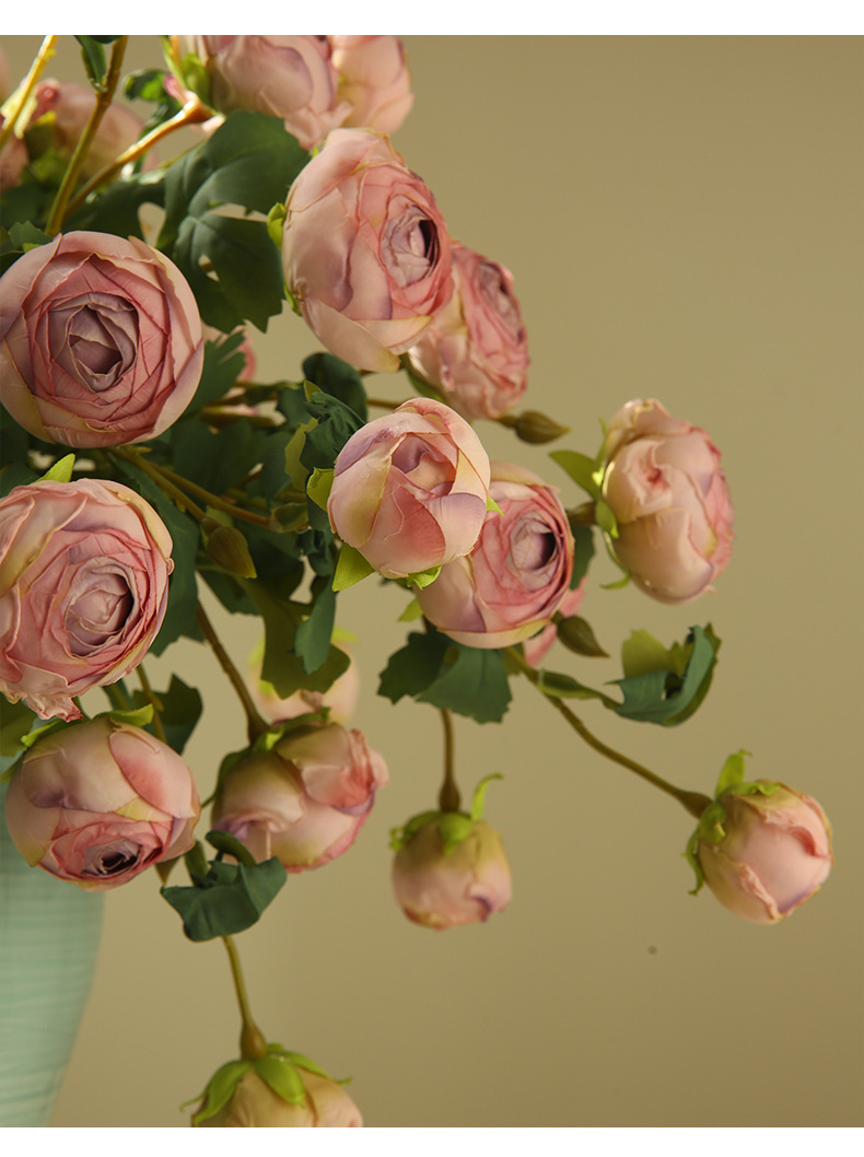 Artificial Flower 3-head Roasted Edge Tea Rose New Rose European ...