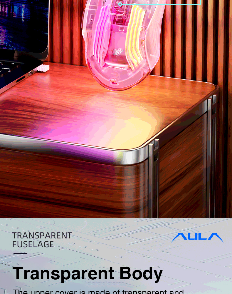 AULA SC518 Wireless Mouse 2.4G Bluetooth Connection RGB Light Effect 6 ...